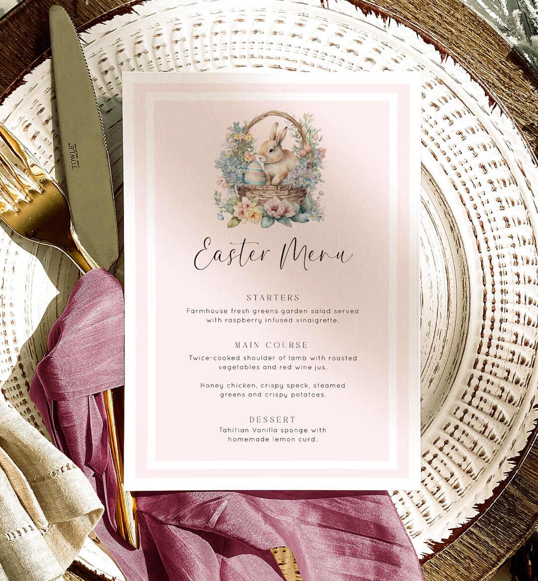 Printable Easter Menu Template, Easter Brunch Menu, Easter Lunch Menu ...