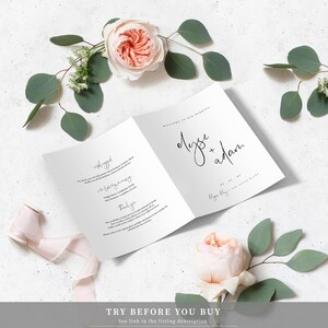 Single Fold Printable Minimalist Wedding Program Modern | Etsy