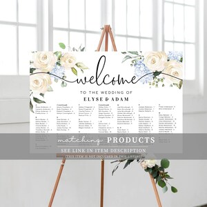Printable Table Numbers With Guest Names, White Rose Floral Wedding ...