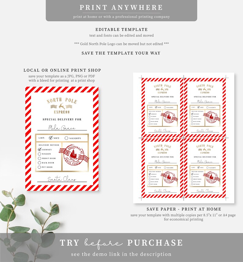 Printable Santa Gift Tags North Pole Express Special Delivery - Etsy