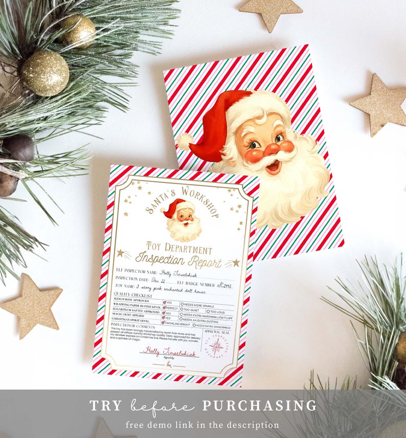 Printable Santa’s Workshop Toy Inspection Report, Christmas Gift Tag ...