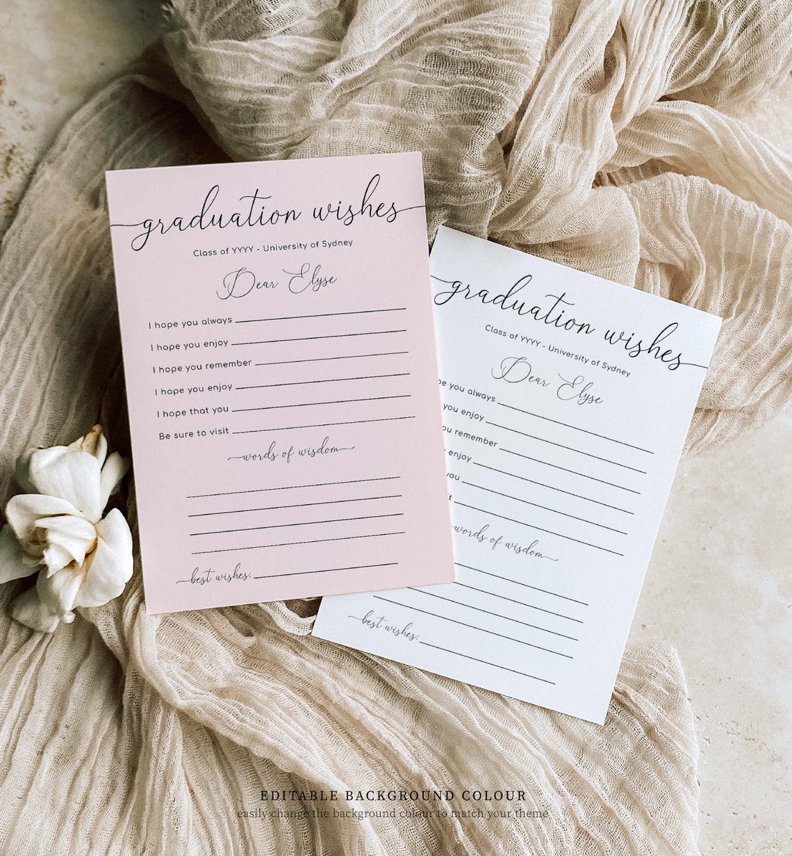 Printable Graduation Wishes, Modern Minimalist Graduation Keepsake ...
