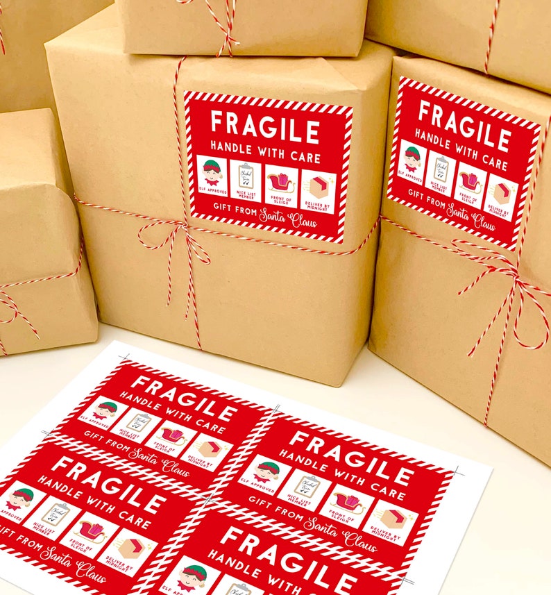 Christmas Fragile Label, Santa's Workshop Gift Tag (printable) - Etsy