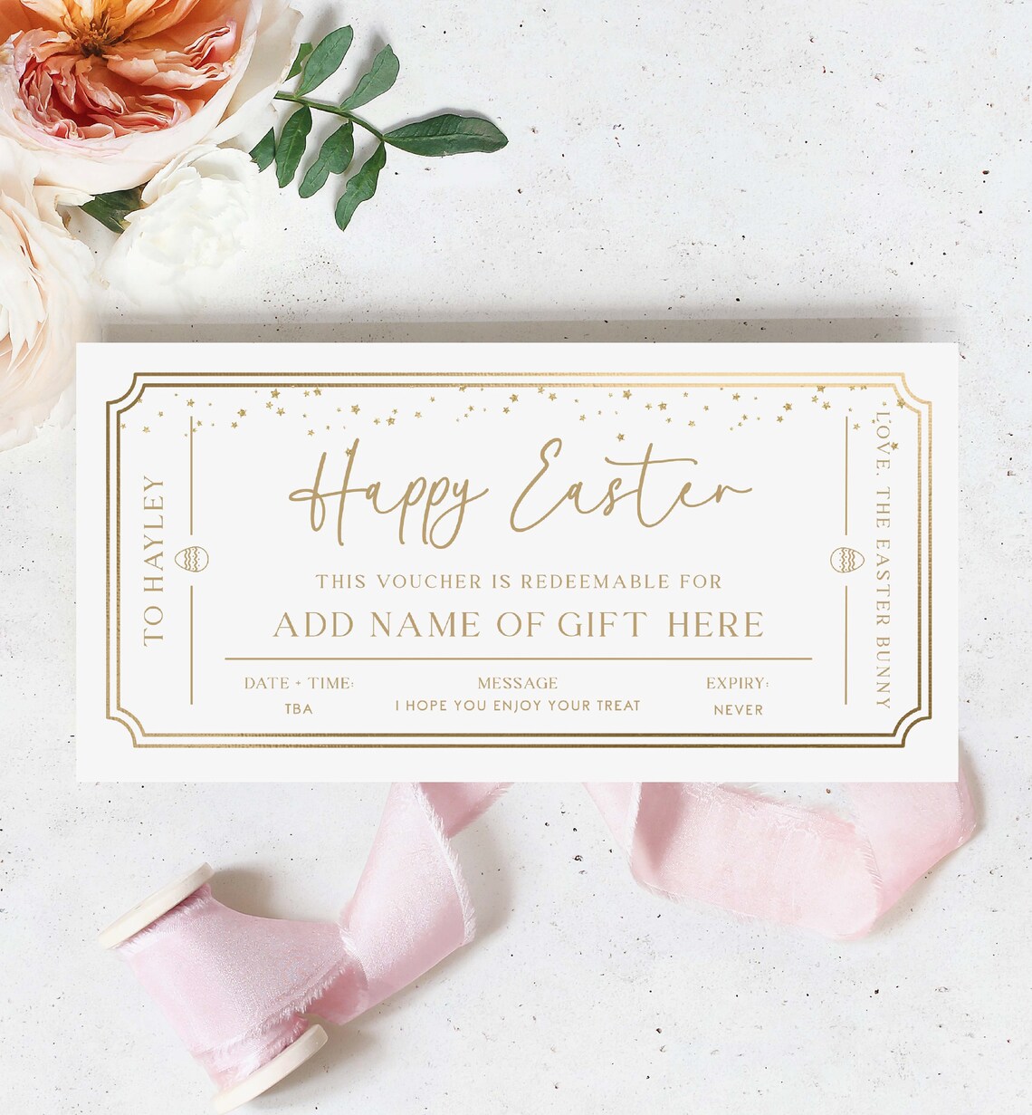 Easter Gift Voucher Template, Fully Custom Printable Gift Certificate ...