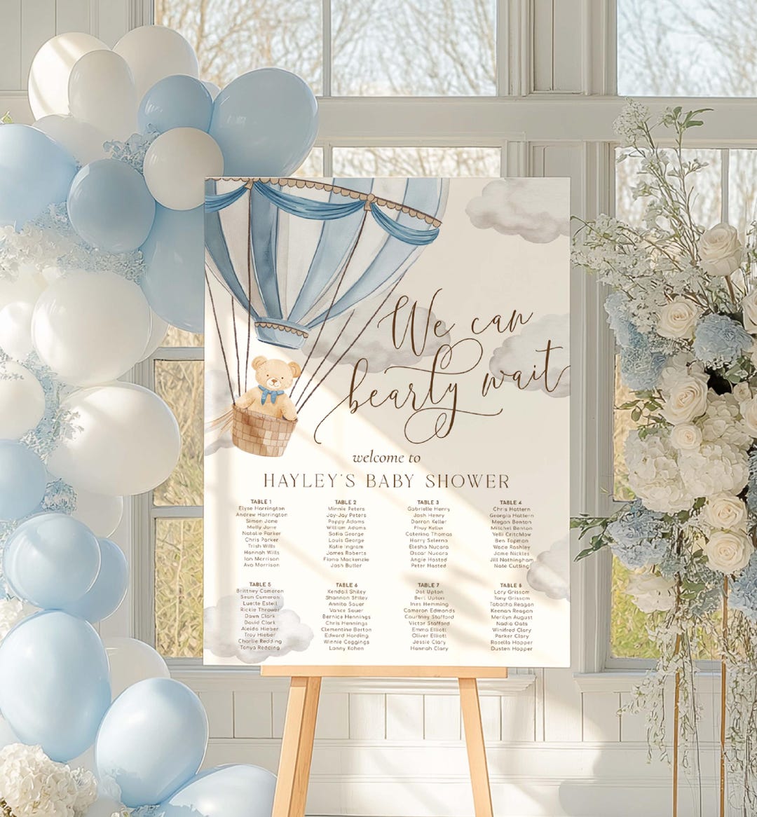 Printable Teddy Bear Seating Chart Sign Template, We Can Bearly Wait ...