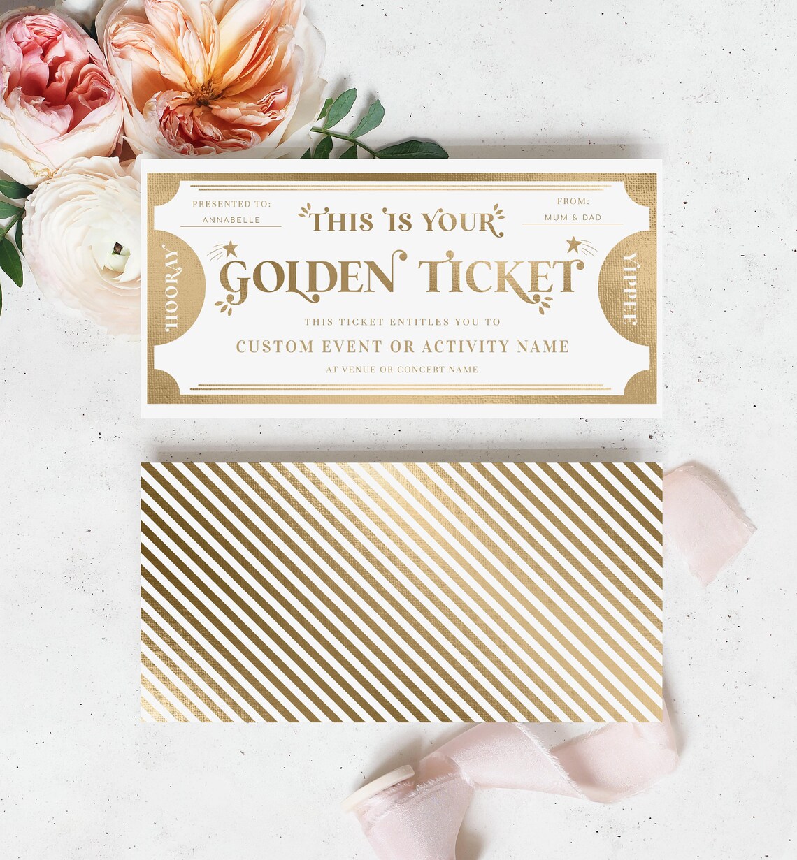 Printable Golden Ticket Custom Gift Voucher Template | Etsy Australia