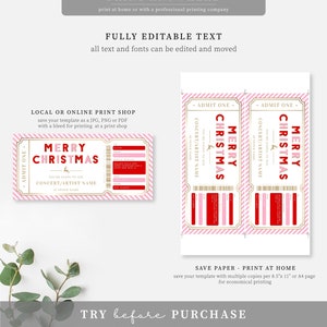 Christmas Concert Ticket Gift Voucher Template, Fully Custom Printable ...