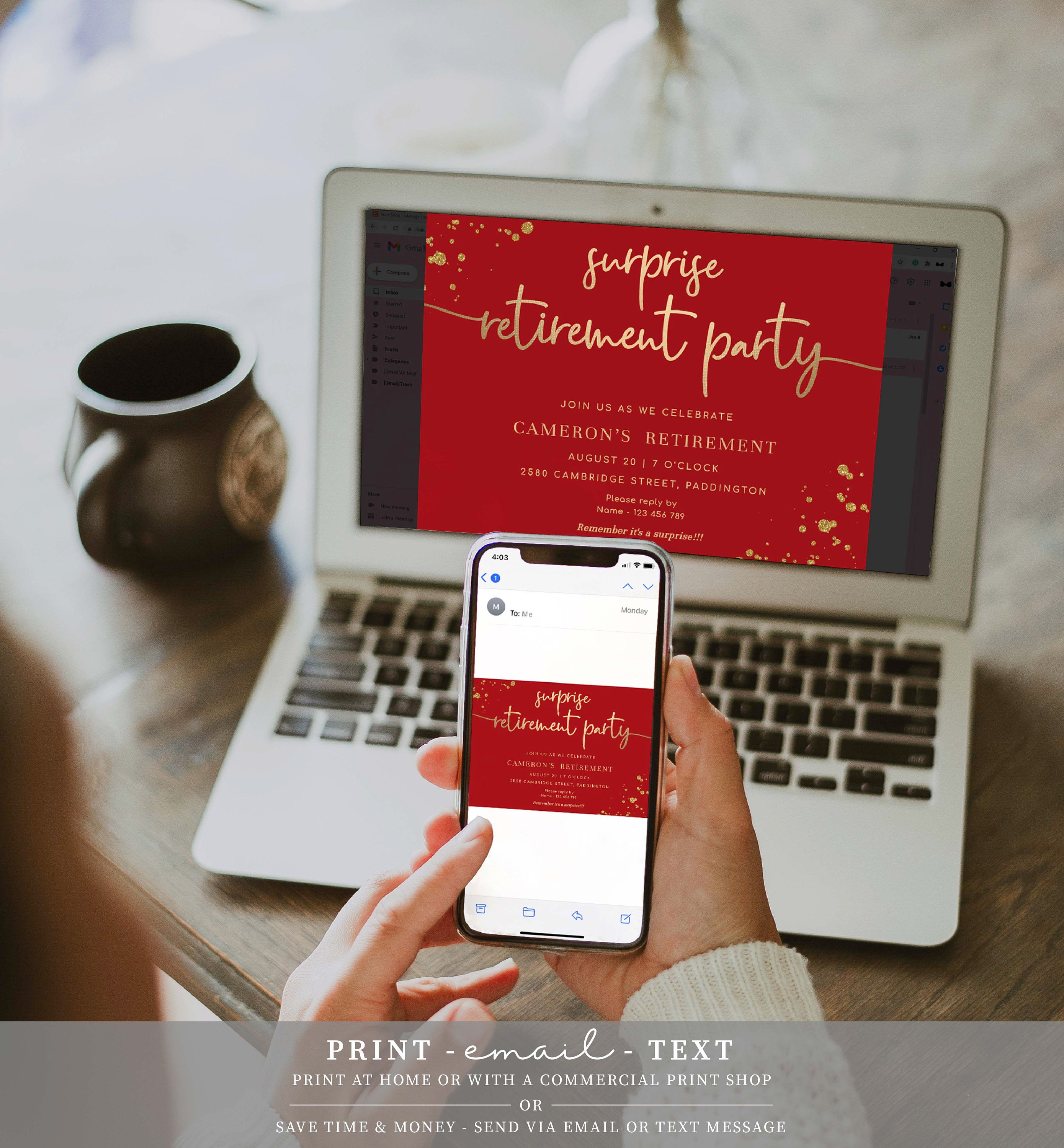 Editable Surprise Retirement Party Invitation Printable Red - Etsy ...