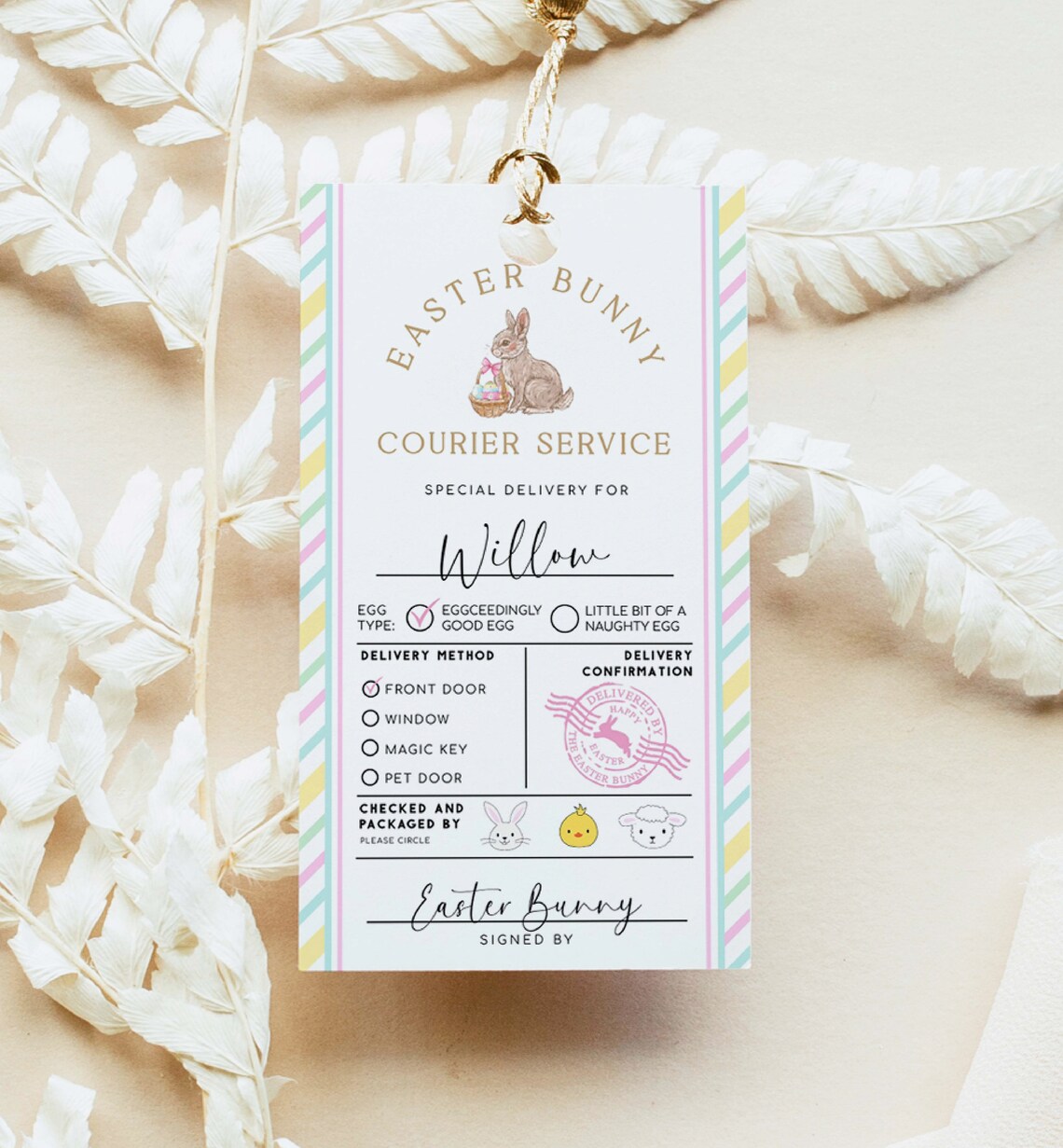 Printable Easter Bunny Special Delivery Gift Tag, Easter Gift Tags ...