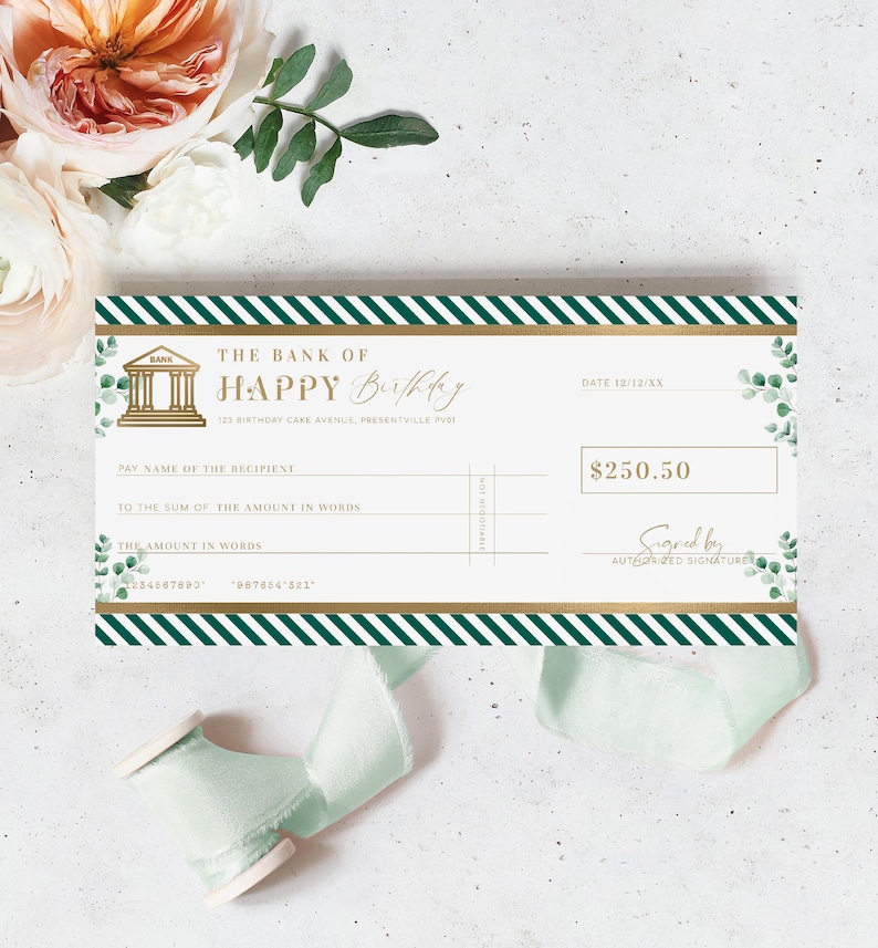Birthday Cheque Template Fake Bank Cheque Gift Voucher - Etsy Australia