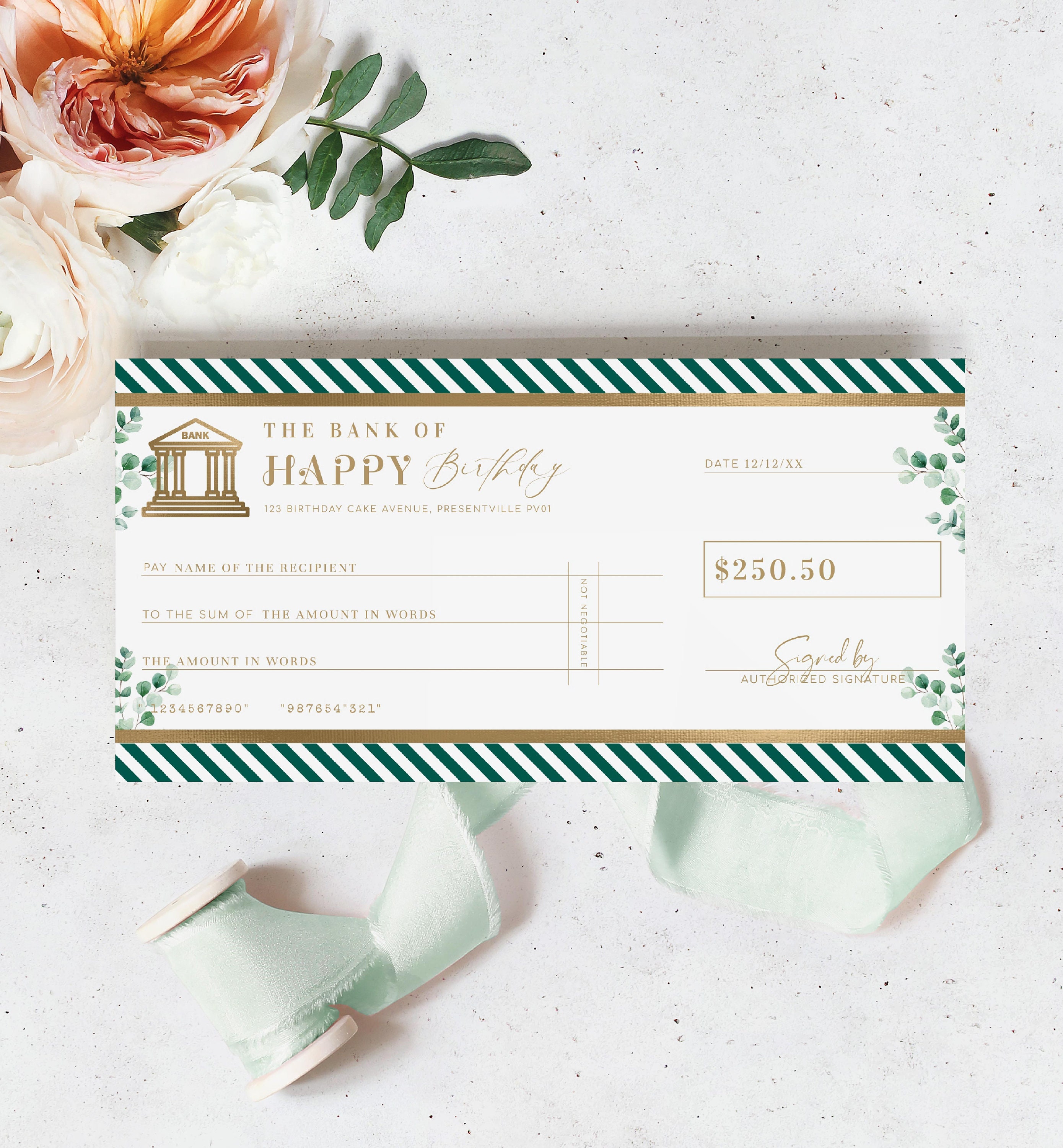 Birthday Cheque Template Fake Bank Cheque Gift Voucher - Etsy Australia
