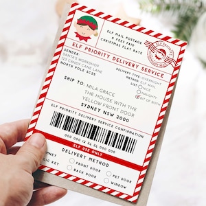 Printable Elf Arrival Box Shipping Label Sticker, North Pole Elf Mail ...