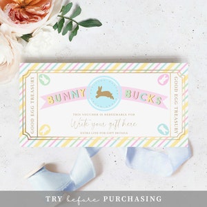 Easter Bunny Bucks Printable Template, Fully Custom Printable Gift ...