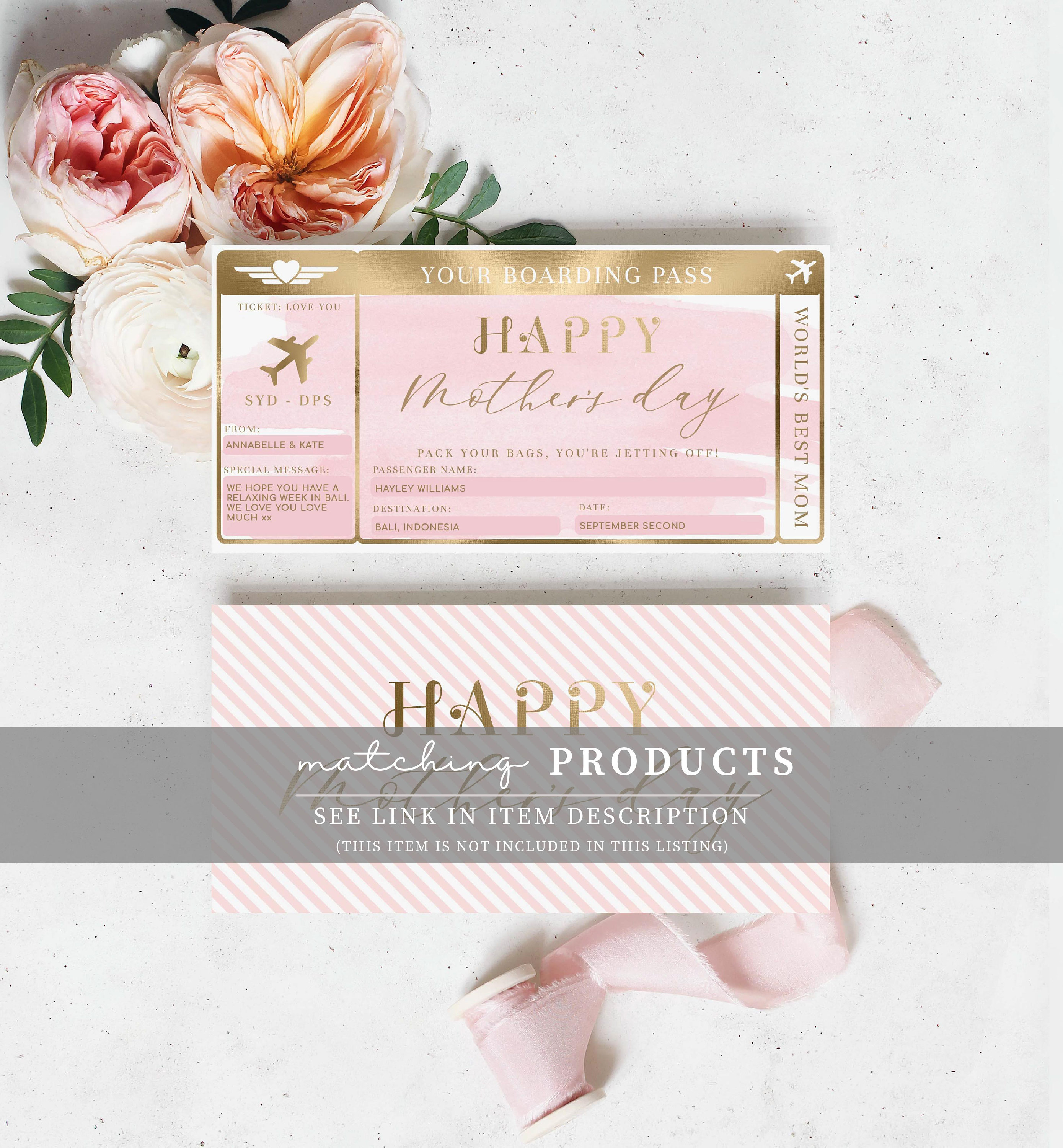 Custom Mother's Day Gift Voucher Template, Printable Mother's Day ...