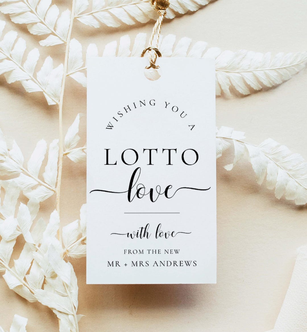 Printable Lotto Love Favor Tag, Minimalist Scratch Card Wedding Favor ...