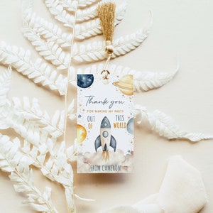 Blast off Space Birthday Favor Tag, Printable First Trip Around the Sun ...