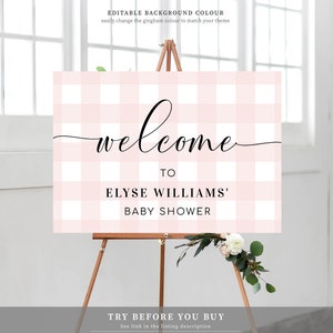Blue Gingham Welcome Sign Boy Baby Shower Pale Blue Check - Etsy