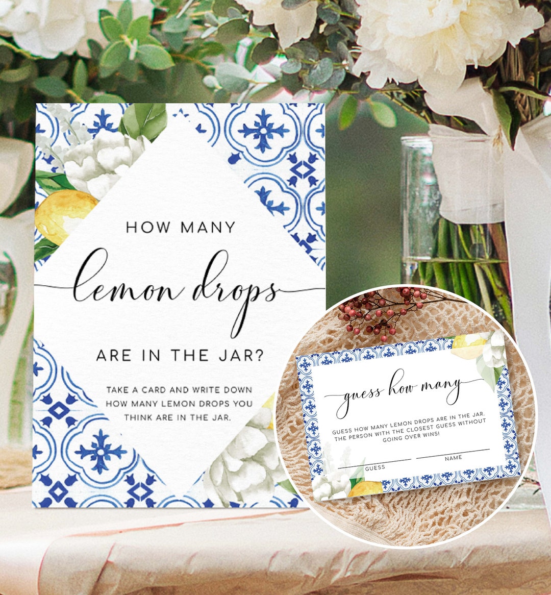 Mediterranean Lemon Guessing Game Sign and Cards Printable Template ...