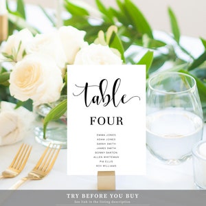 Editable Table Numbers With Guest Names - Modern Minimal Wedding Table ...