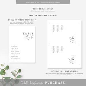 Wedding Banquet Table Numbers With Guest Names, Modern Minimal Wedding ...