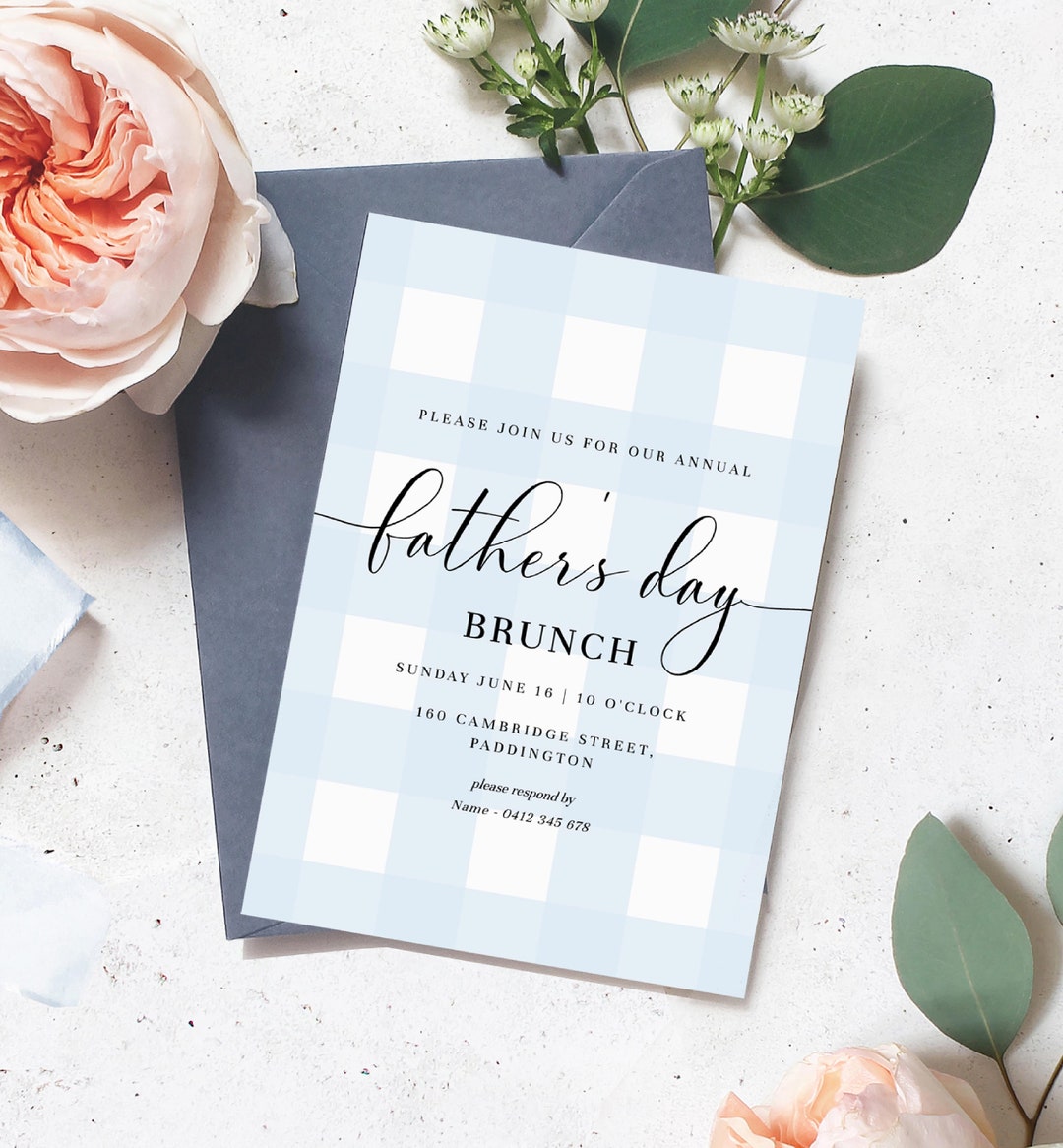 Father's Day Brunch Invitation, Family Brunch Party Invitation, Gold ...