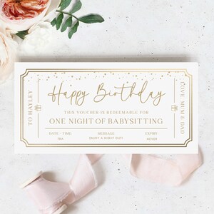 Printable Babysitting Gift Voucher, Birthday Childminding Gift ...