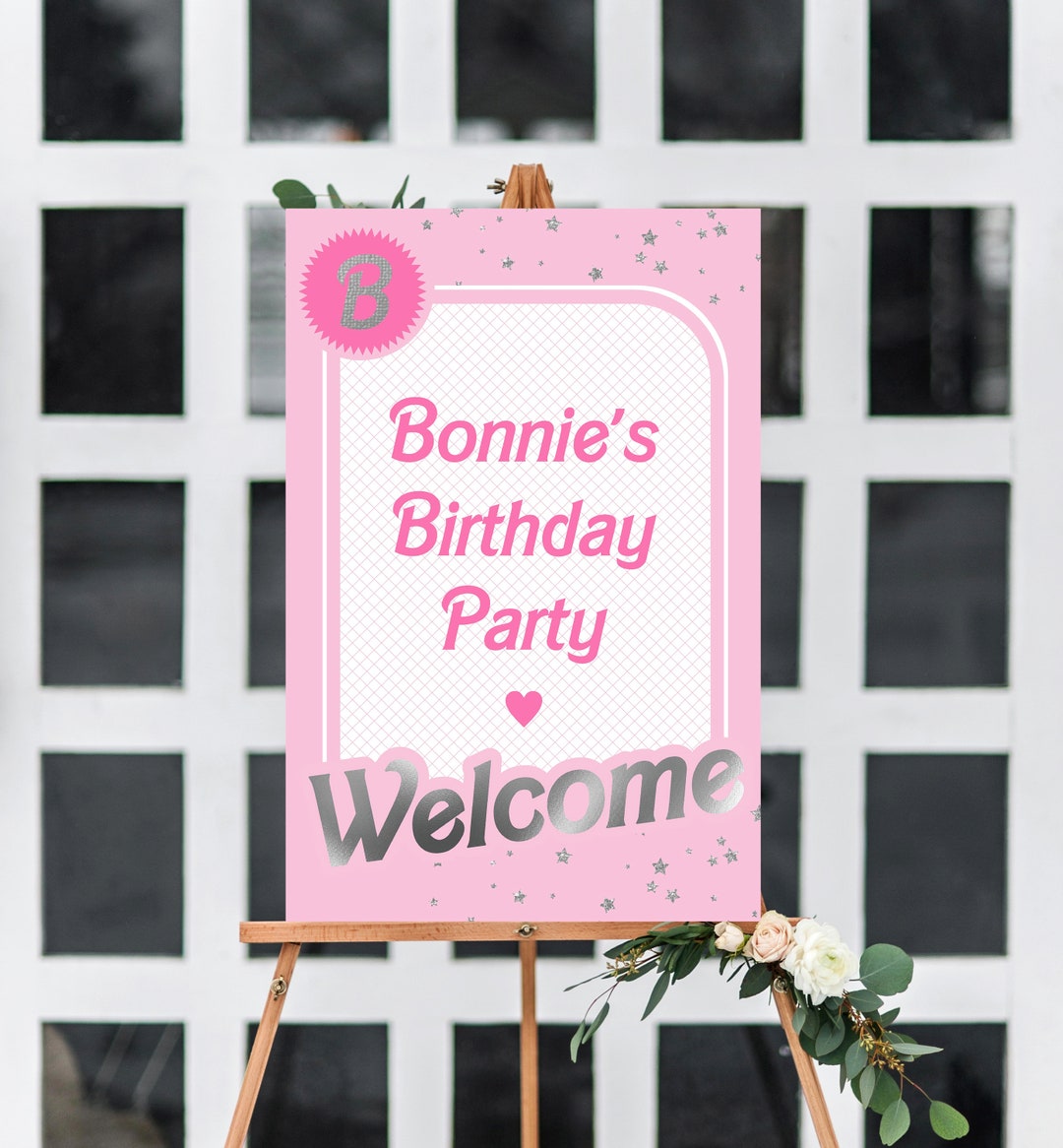 Printable Welcome Sign, Printable Editable Pink Silver Girl's Come on ...