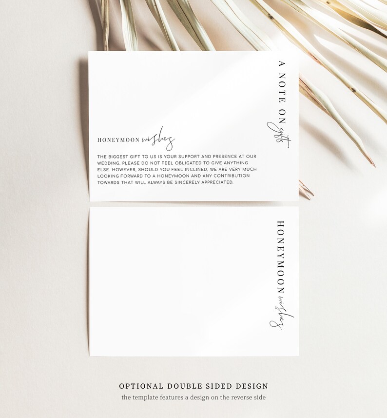 Minimalist Honeymoon Wishes Card, Wedding Wishing Well Printable ...