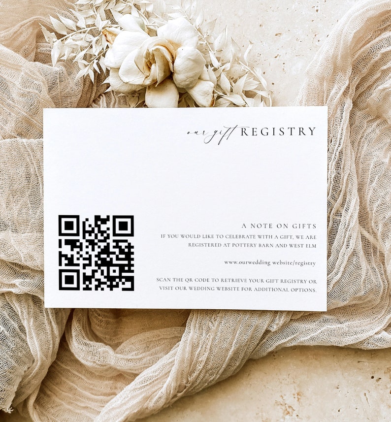 Printable QR Code Wedding Gift Registry Card Editable Wedding - Etsy