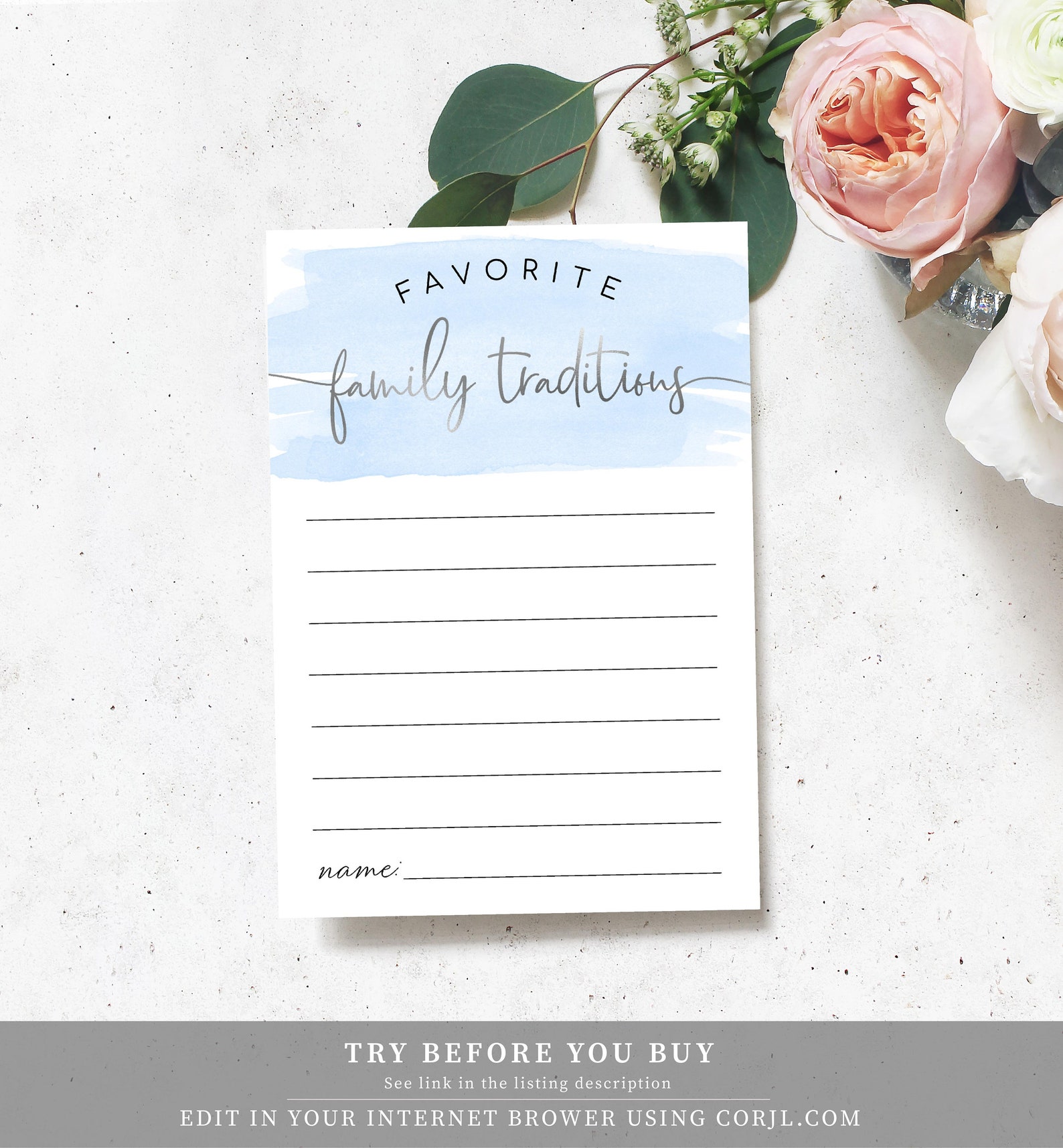 Favorite Family Tradition Sign and Cards Editable Write Down | Etsy
