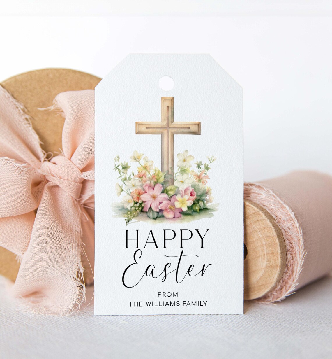 Easter Cross Gift Tag Template, Printable Happy Easter Gift Tag ...