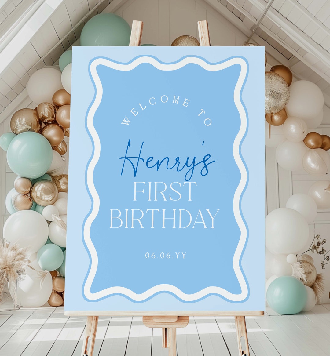 Editable Welcome Sign Template, Boy First Birthday Welcome Sign ...