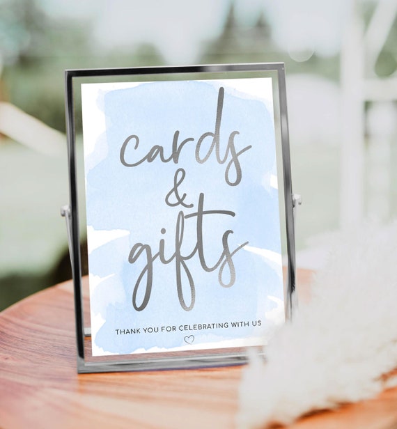 Printable Cards and Gifts Sign Sign Blue Watercolour and - Etsy