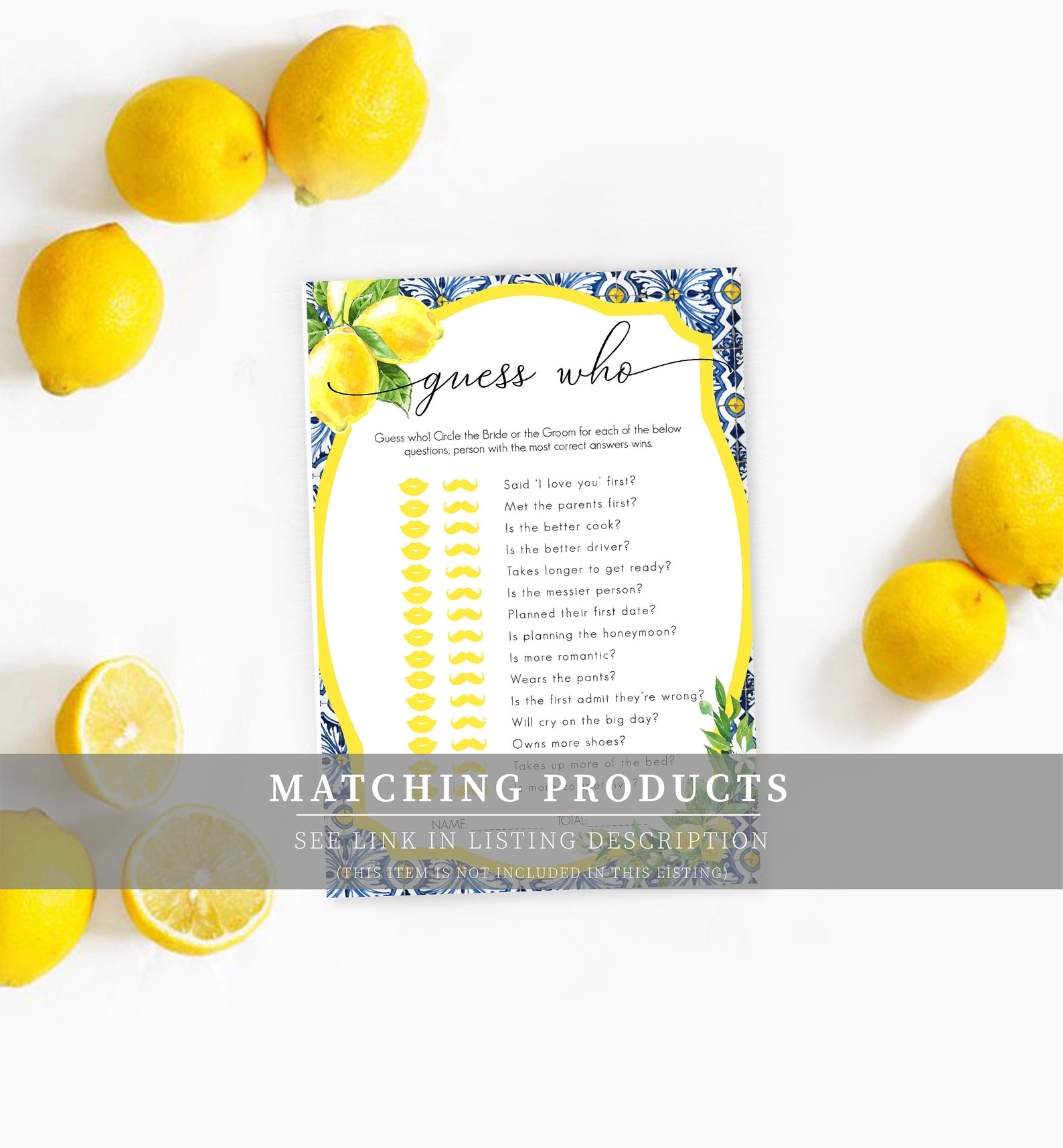 Guess How Many Sweets Printable Game - Positano Blue Tile Lemon ...