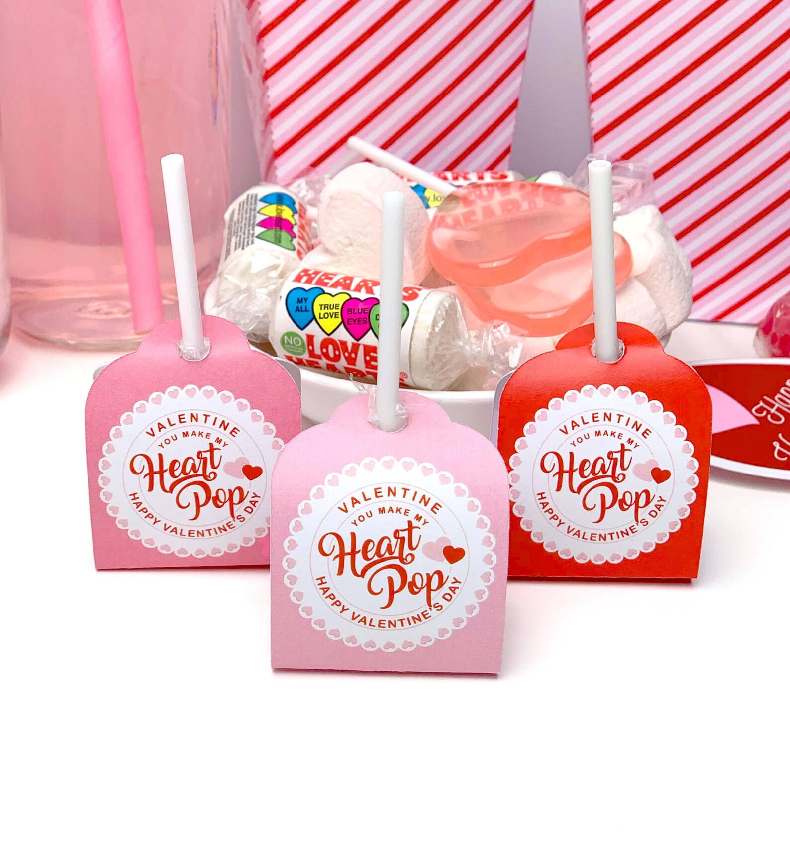 Printable Valentine Lollipop Tags, Kids Classroom Valentines (PDF) - Etsy
