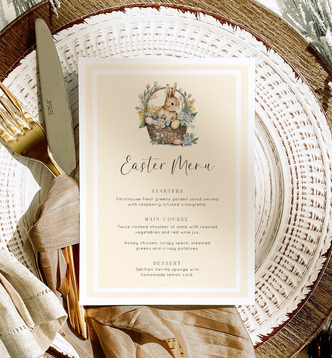 Printable Easter Menu Template, Easter Brunch Menu, Easter Lunch Menu ...