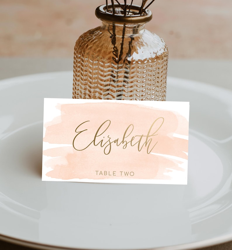 Editable Place Cards Printable Wedding Names Cards Peach - Etsy