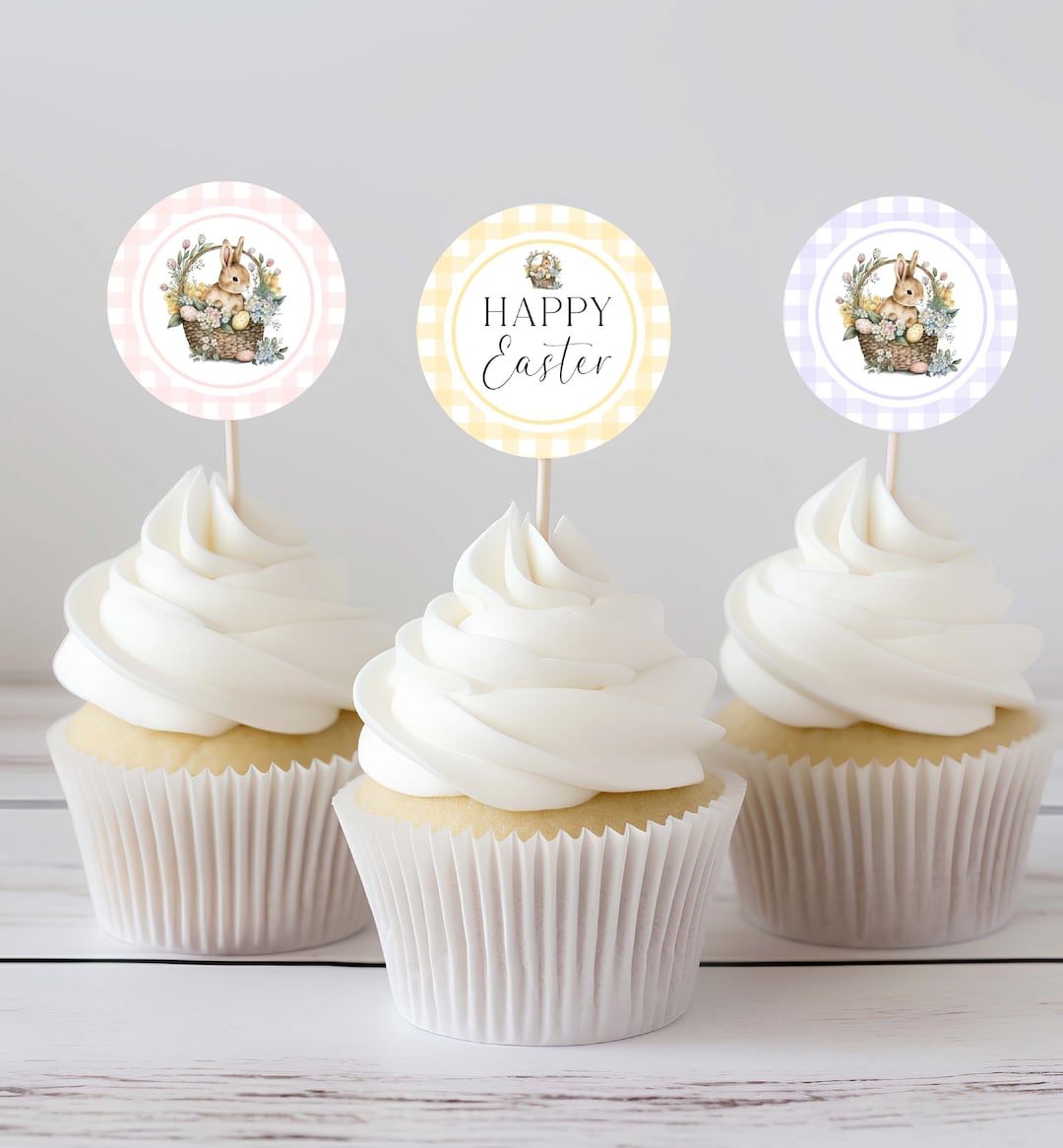 Printable Easter Cupcake Toppers, Happy Easter Cake Toppers, Easter ...