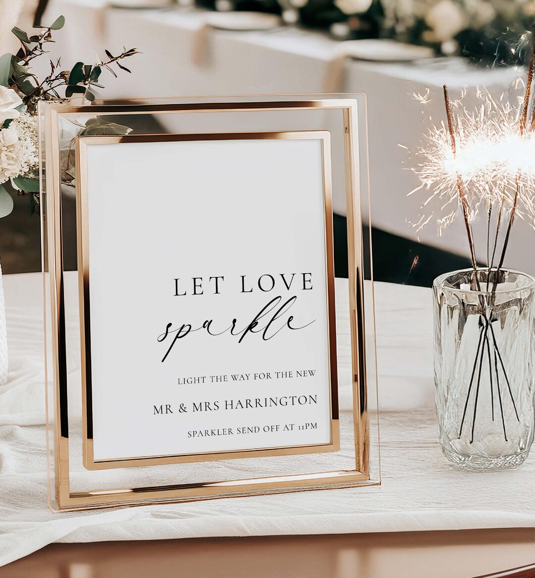Minimalist Sparkler Send-off Sign, Printable Wedding Reception Sparkler ...