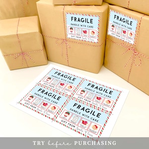 Christmas Fragile Label, Printable Santa's Workshop Fragile Shipping ...