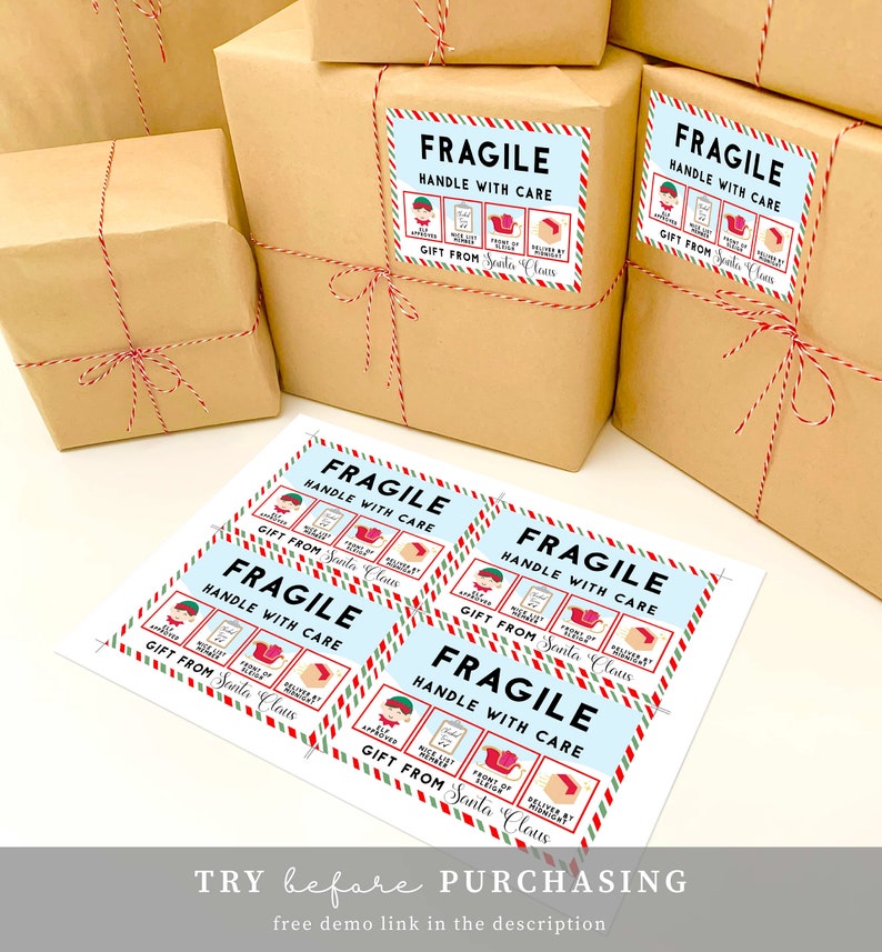 Printable Christmas Fragile Label, Santa's Workshop Shipping Tag ...