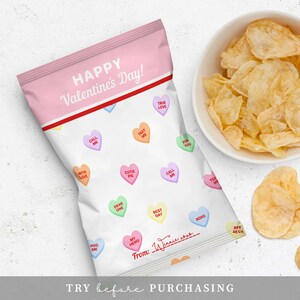 Printable Valentine's Day Chip Bag Wrappers, Conversation Hearts Candy ...