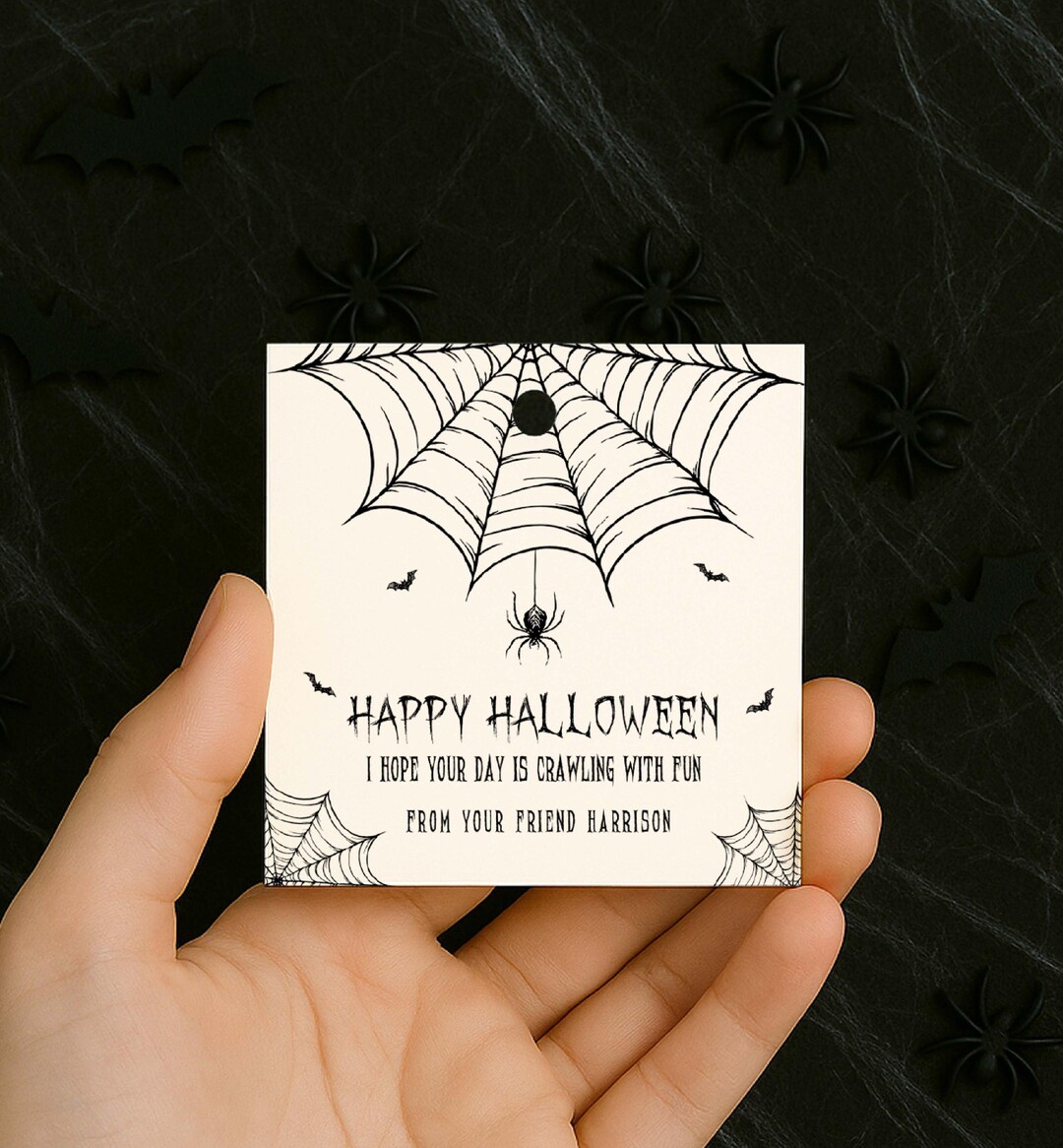 Happy Halloween Tags, Printable Trick or Treat Tag, Halloween Spider ...