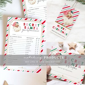 Printable Secret Santa Questionnaire Bundle, Secret Santa Gift Idea ...