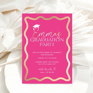 Printable Graduation Party Invitation, Hot Pink College Graduation ...