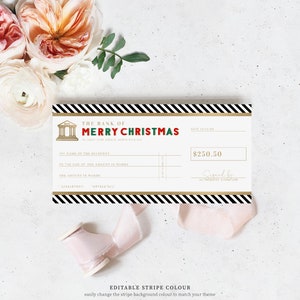 Christmas Cheque Template, Fake Bank Cheque Gift Voucher, Custom ...