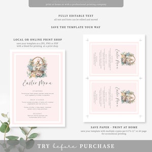 Printable Easter Menu Template, Easter Brunch Menu, Easter Lunch Menu ...