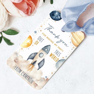 Blast off Space Birthday Favor Tag, Printable First Trip Around the Sun ...