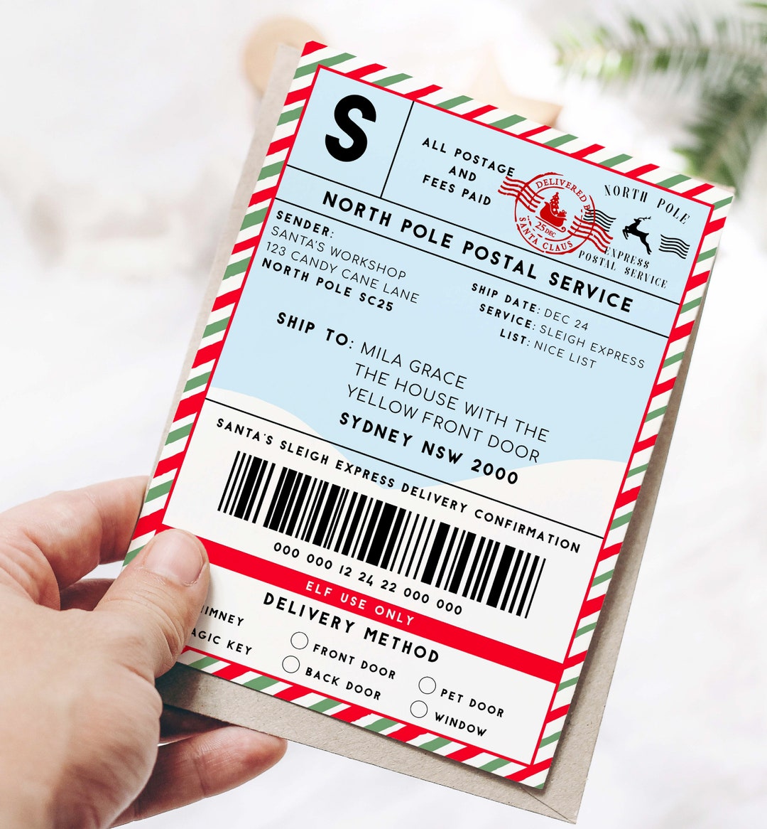 Christmas Shipping Label Sticker, Printable North Pole Postal Service ...