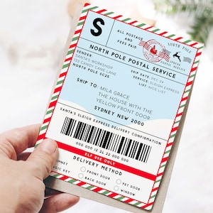 Printable Santa Mail North Pole Shipping Label Sticker, Christmas ...
